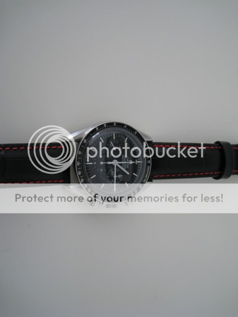 Speedmaster Professional, on hirsch grand duke red stitch strap ...